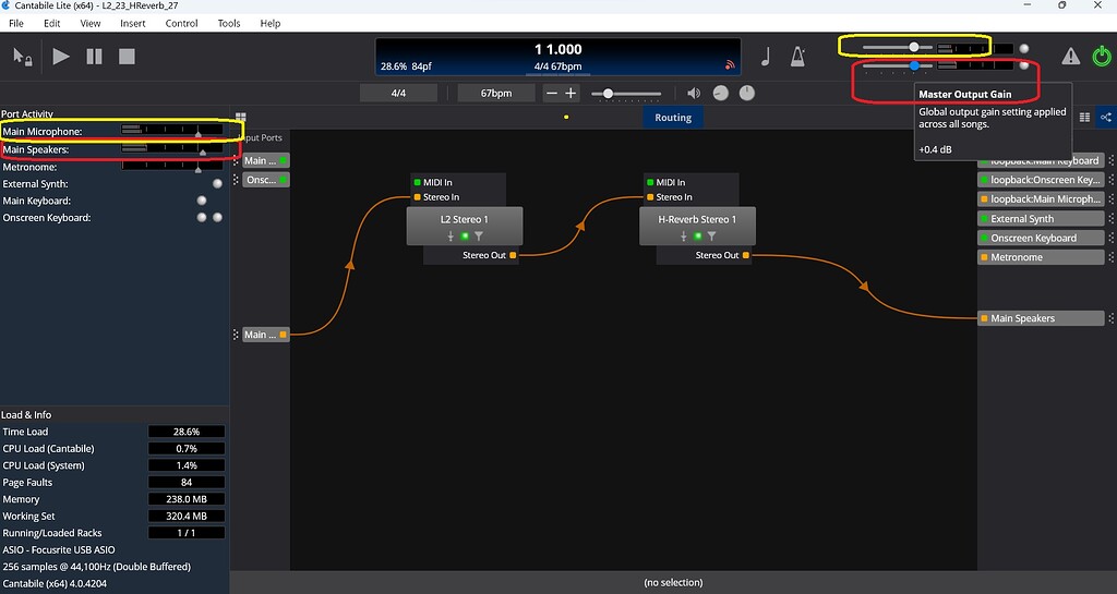 The four Cantabile input/output gain sliders - Cantabile - Cantabile ...